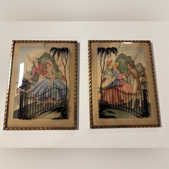 Accents | Vintage Morris Bendien Reversepainted Silhouette Lithographs ...